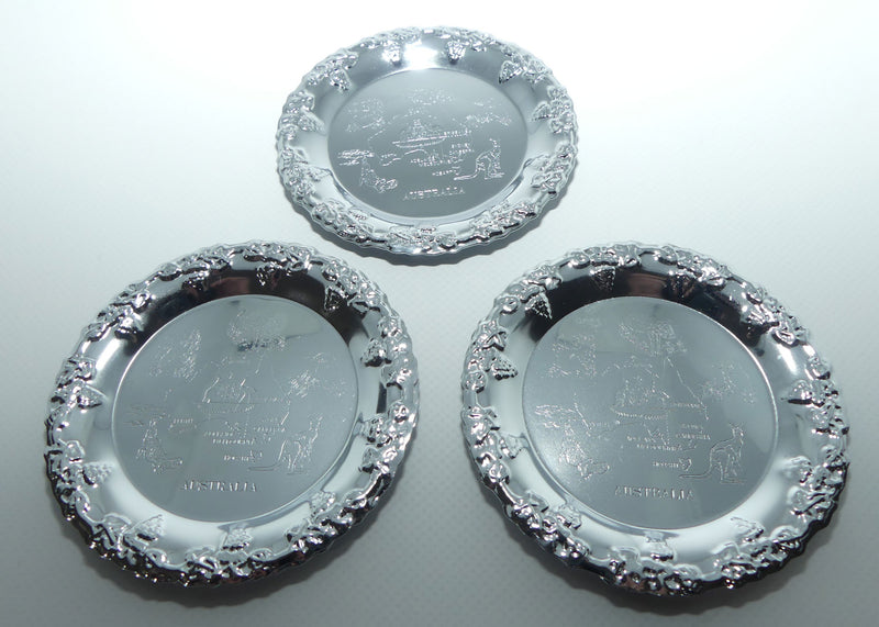 Set of 6 Chrome | Map of Australia and Native Fauna drink coasters ...