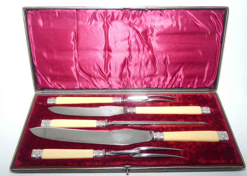 late Victorian era 5 piece boxed Bone Handle carving set | W Mammatt ...