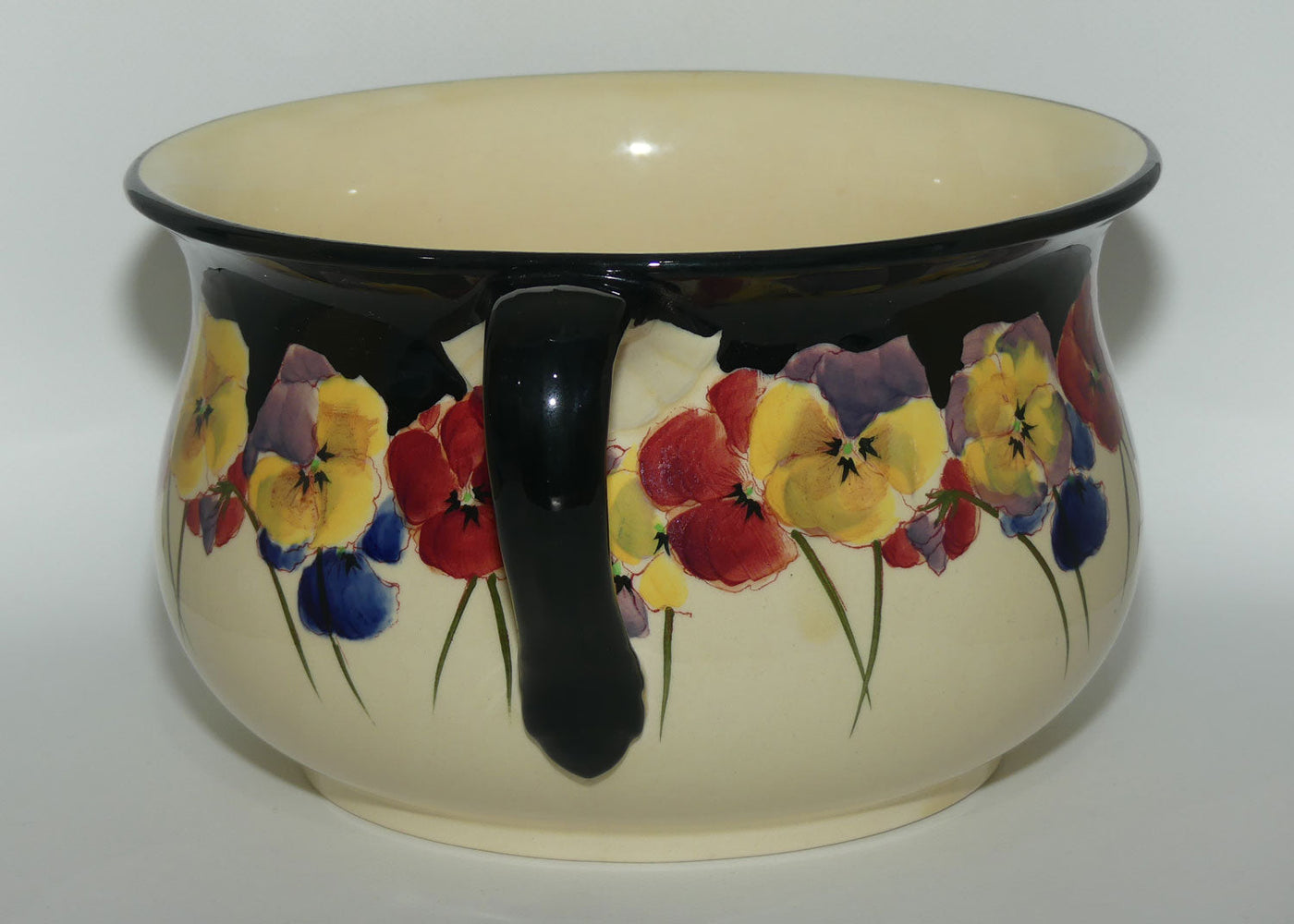 Royal Doulton Pansy | Black Border Chamber Pot D4273 – Roundabout Antiques