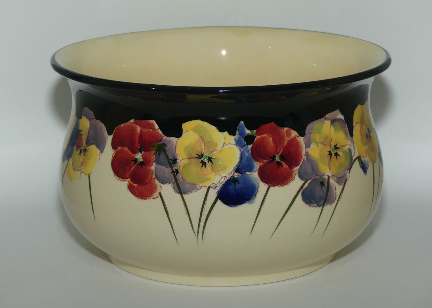 Royal Doulton Pansy | Black Border Chamber Pot D4273 – Roundabout Antiques