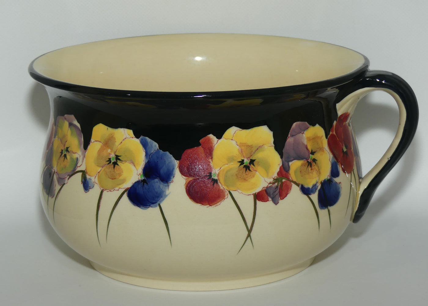 Royal Doulton Pansy | Black Border Chamber Pot D4273 – Roundabout Antiques