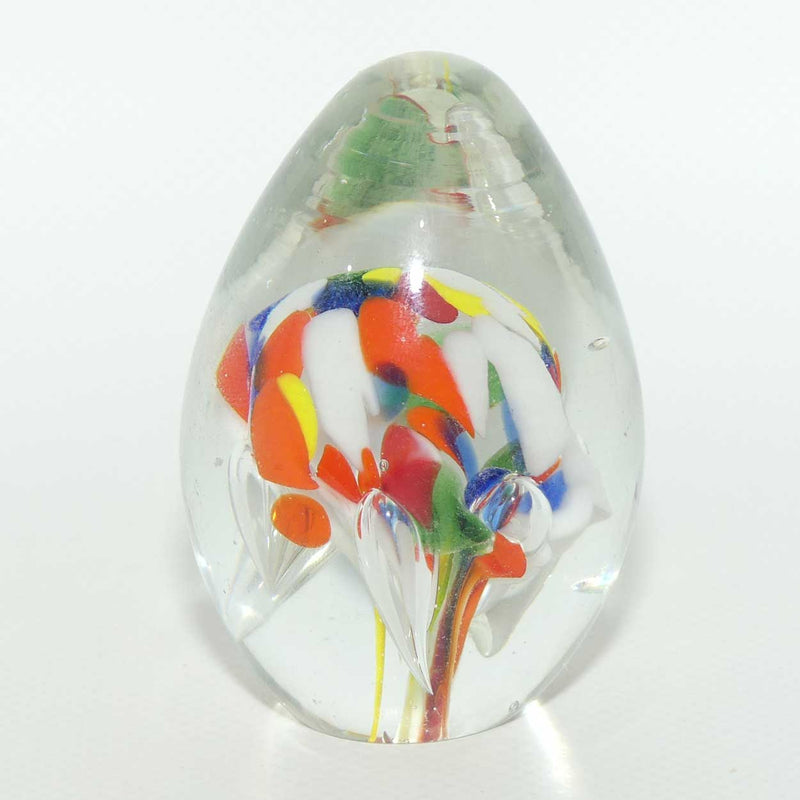 Controlled bubble within Multicoloured Mushroom egg shape paperweight ...