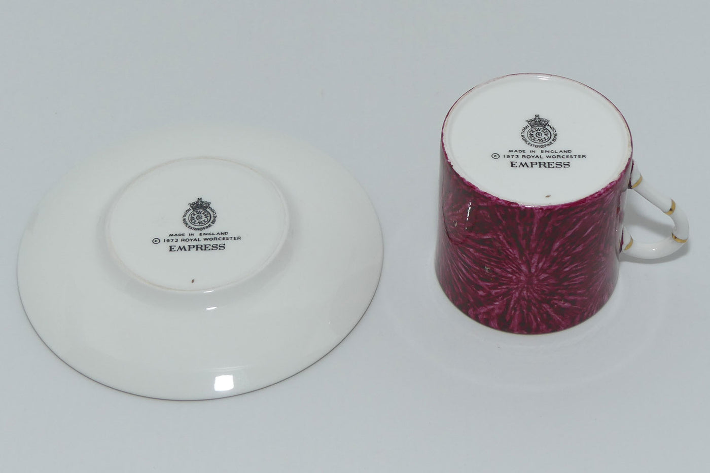 Royal Worcester Empress Rouge set of 6 demi tasse cups and saucers ...