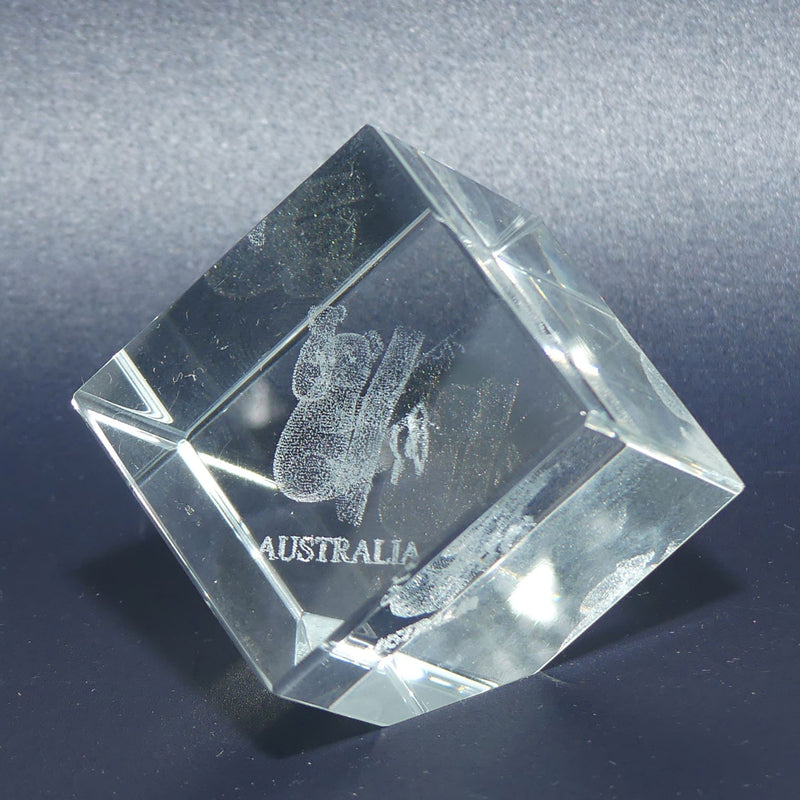 Collection of 3 Australian Motif Laser Cut Glass paperweights ...