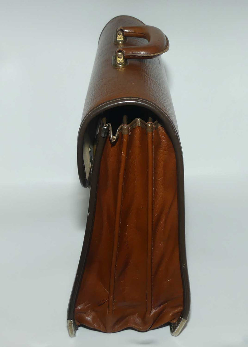 Vintage Tan leather 3 section briefcase | Cheney – Roundabout Antiques