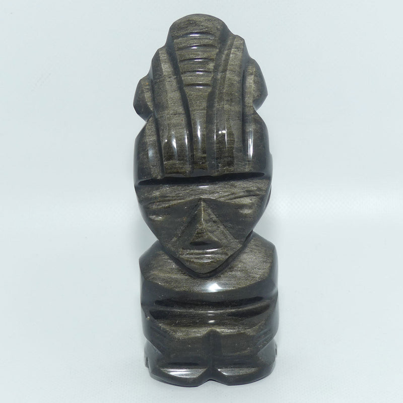 Vintage Aztec | Mexican Golden Sheen Obsidian Carving Figure ...