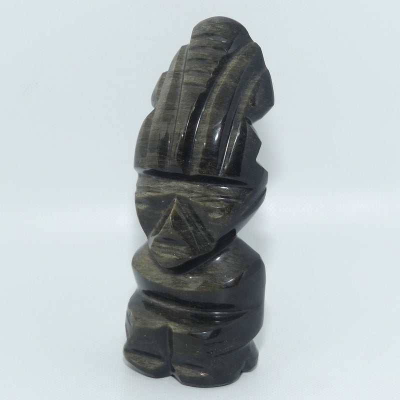 Vintage Aztec | Mexican Golden Sheen Obsidian Carving Figure ...