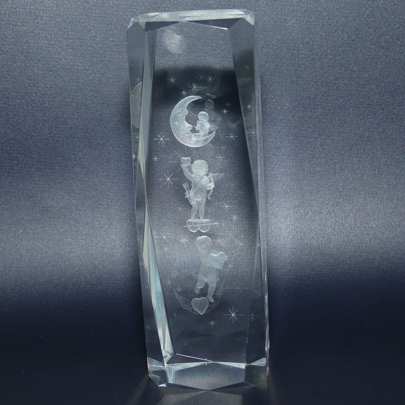 Lazer Cut Glass Paperweight featuring 3 cupids – Roundabout Antiques