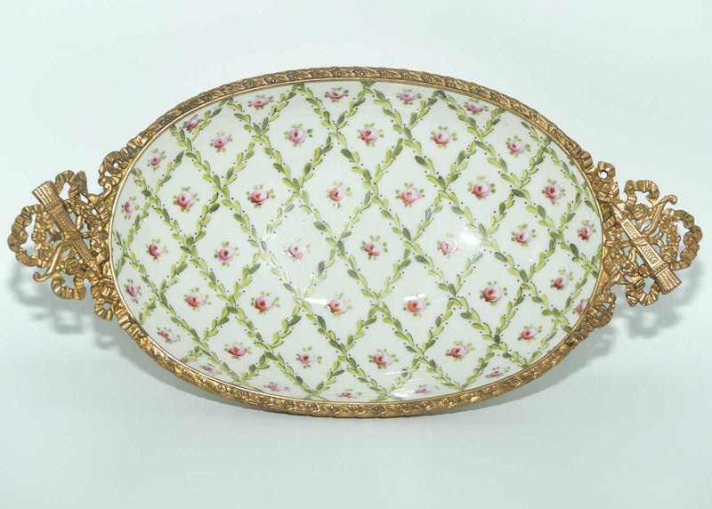 Late 19th Century French Sevres style Roses decorated ormolu set compo ...