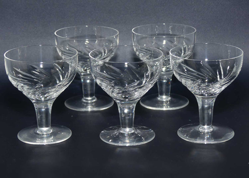 Stuart Crystal Swirl or Zephyr pattern | Set of 5 small Sherry Glasses ...