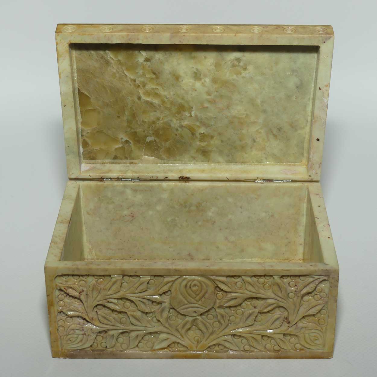 Carved Soapstone Trinket box | Floral Decoration – Roundabout Antiques
