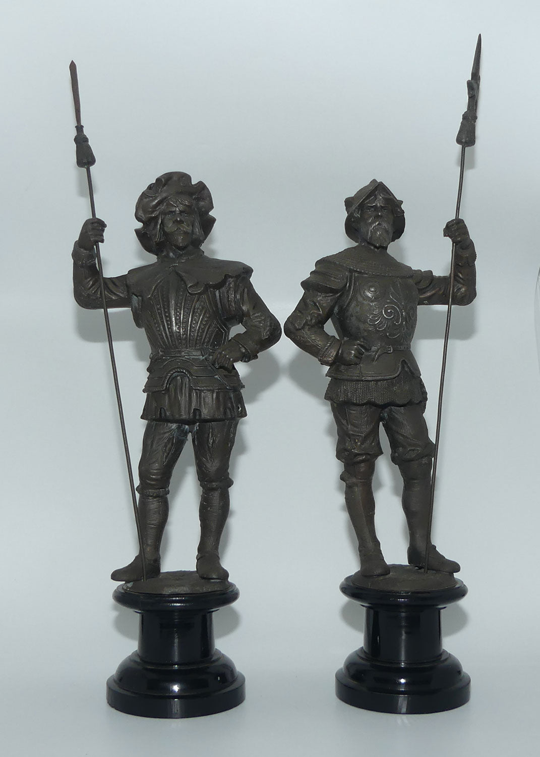 Pair late Victorian Spelter figures | The Cavaliers – Roundabout Antiques
