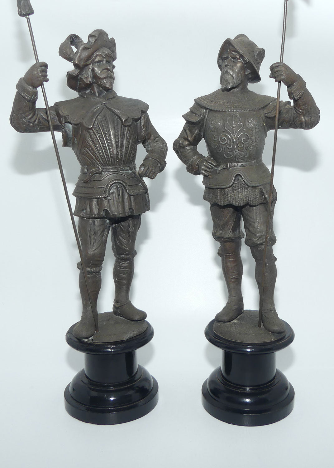 Pair late Victorian Spelter figures | The Cavaliers – Roundabout Antiques
