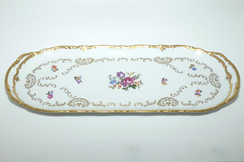 Reichenbach Germany floral and gilt oval tray | #1 – Roundabout Antiques