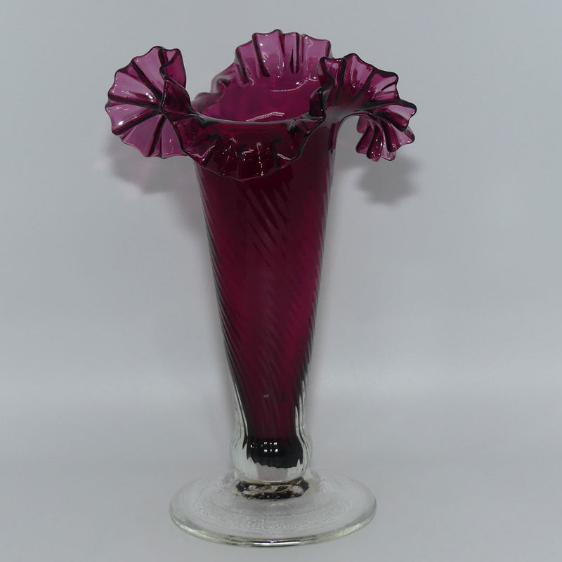 Vintage Victorian style Ruby Glass frilled edge vase – Roundabout Antiques