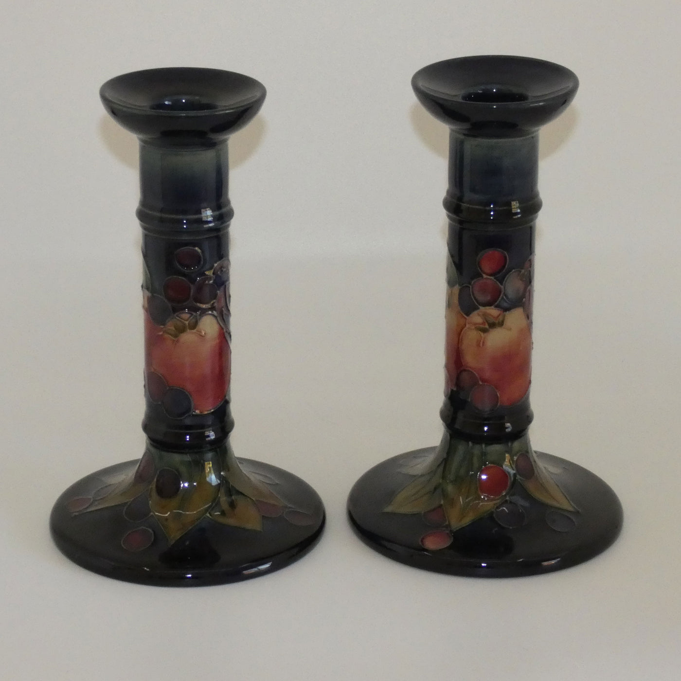 Moorcroft Pottery Finches Blue Candlesticks | Sally Tuffin Design ...