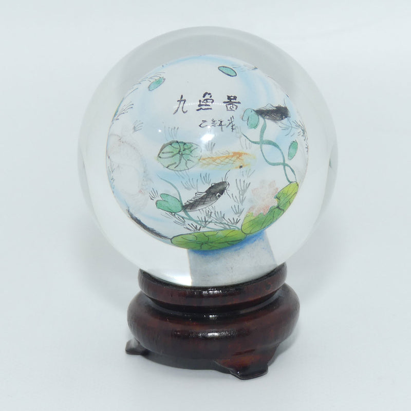 Chinese Inside Hand Painted Crystal Ball on wooden stand – Roundabout ...