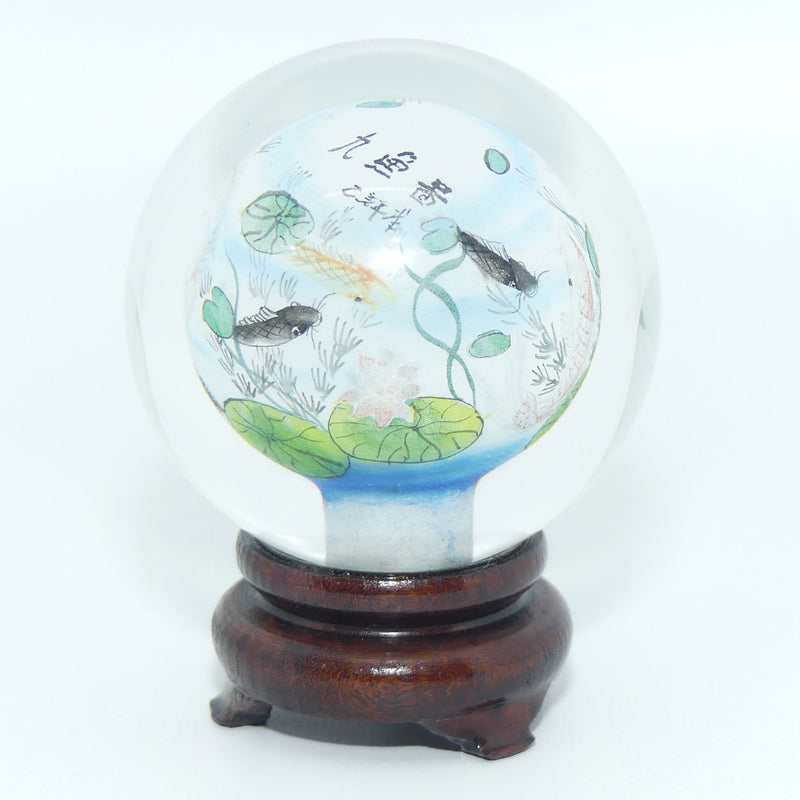 Chinese Inside Hand Painted Crystal Ball on wooden stand – Roundabout ...