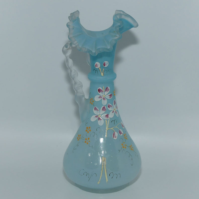 Victorian Satin Glass jug | Hand painted floral decor – Roundabout Antiques